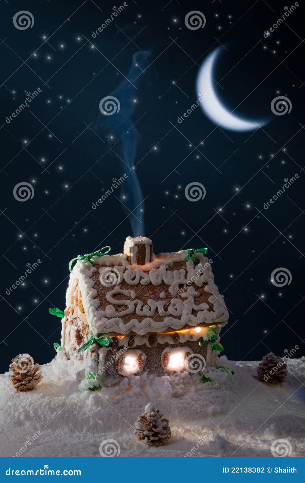 Gingerbread Home at the Night Stock Photo - Image of pine, gingerbread ...