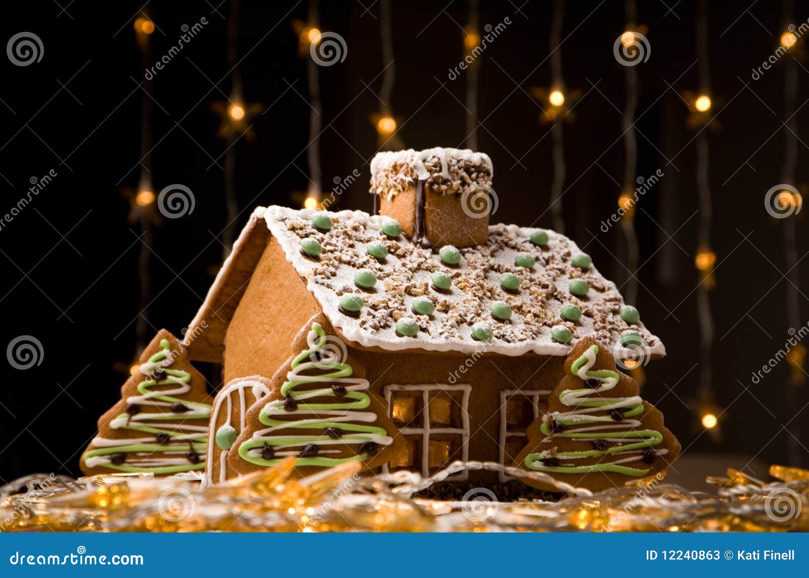 Gingerbread house stock image. Image of food, light, festive - 12240863