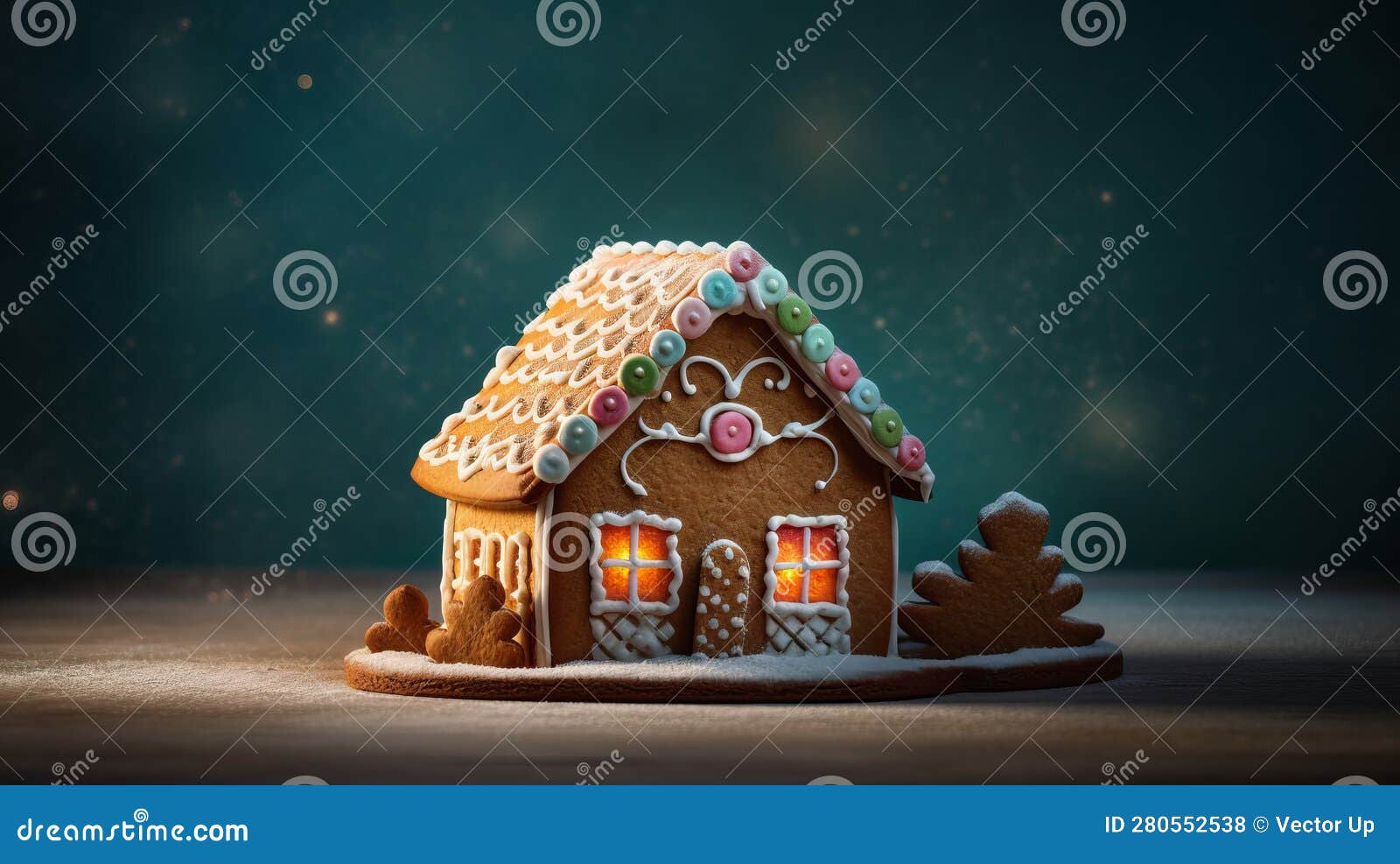 Gingerbread House with Copy Space. Generative AI. Stock Illustration ...