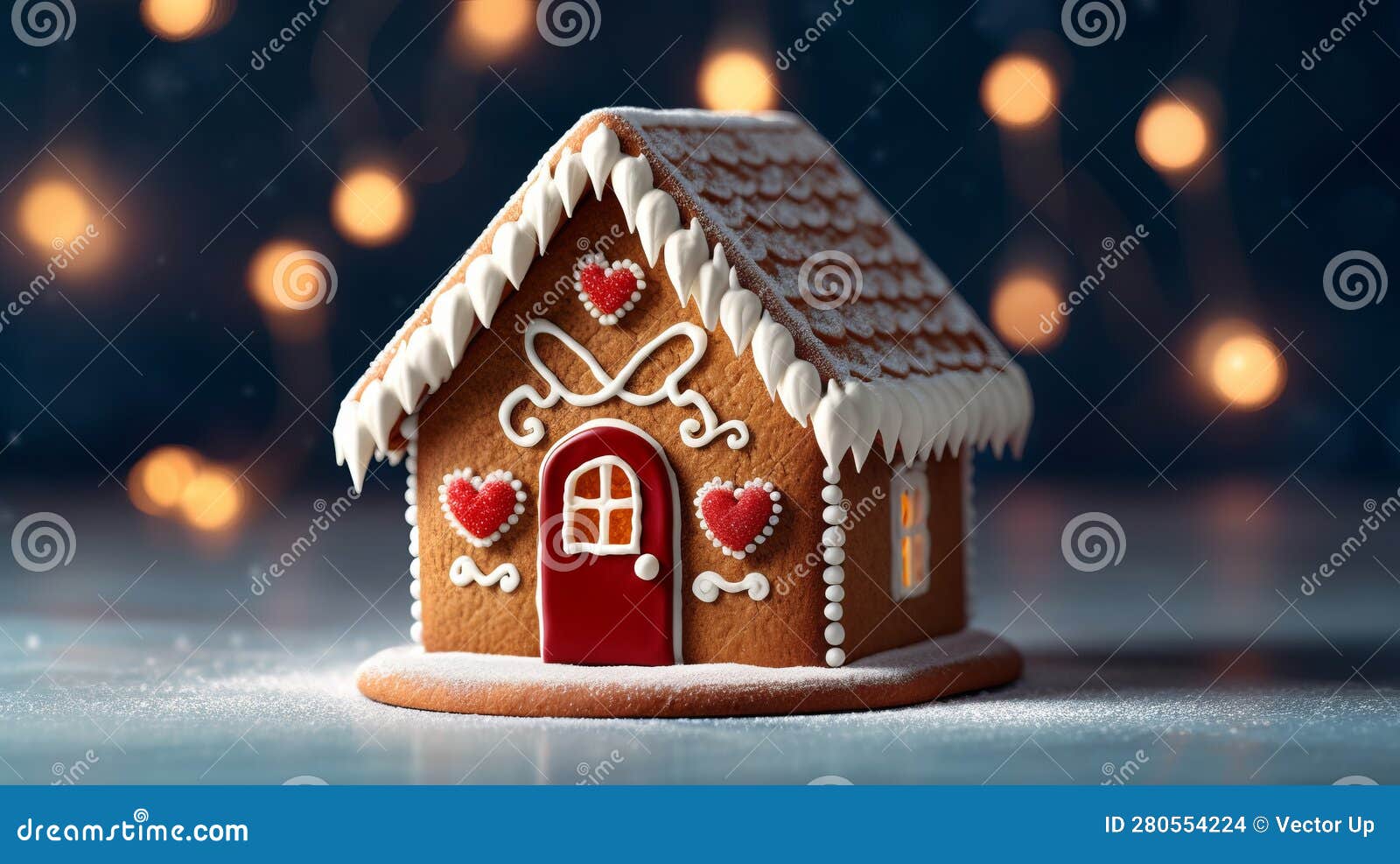 Gingerbread House with Copy Space. Generative AI. Stock Illustration ...