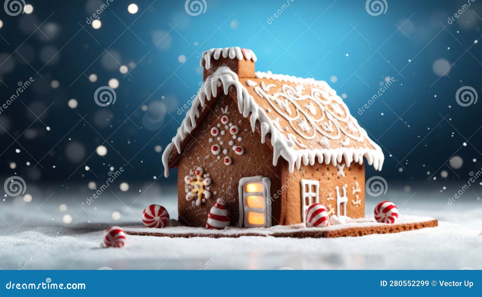 Gingerbread House with Copy Space. Generative AI. Stock Illustration ...