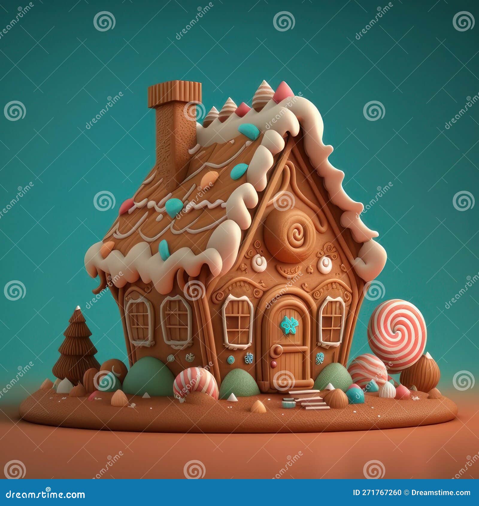 Gingerbread House, 3d. AI Generative Stock Illustration - Illustration ...