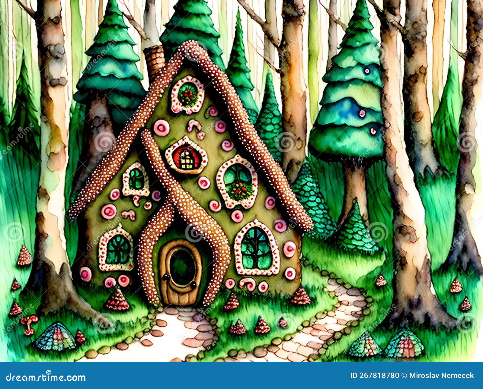 Gingerbread House, Generative AI Illustration Stock Illustration ...