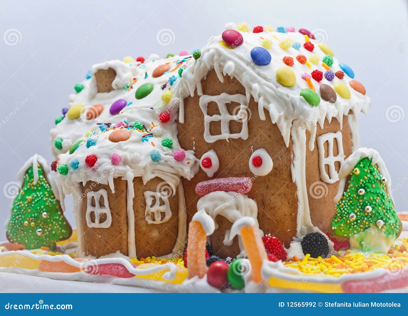 Gingerbread House Isolated on White Stock Photo - Image of icing ...
