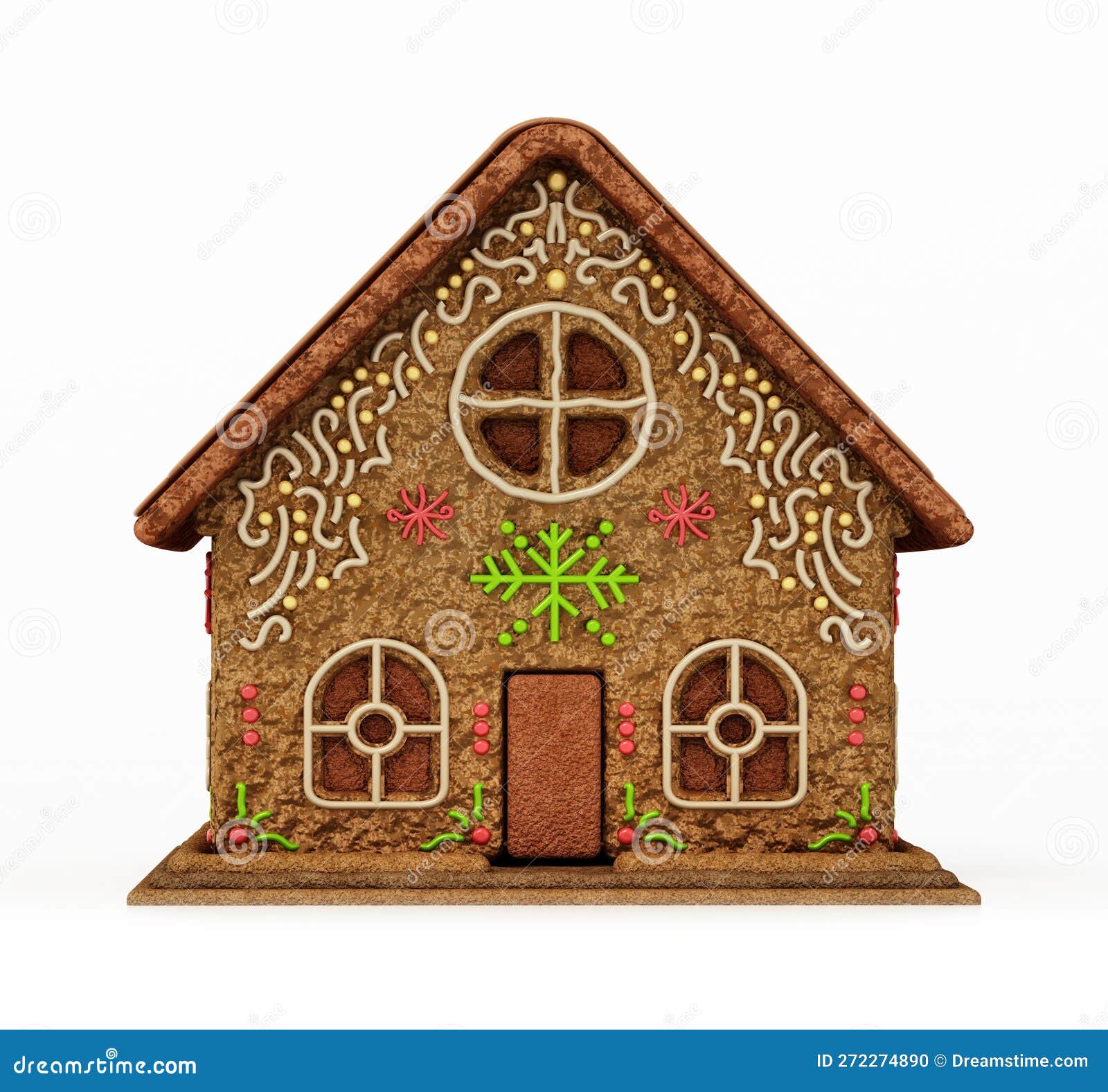 Gingerbread House Isolated on White Background. 3D Illustration Stock ...