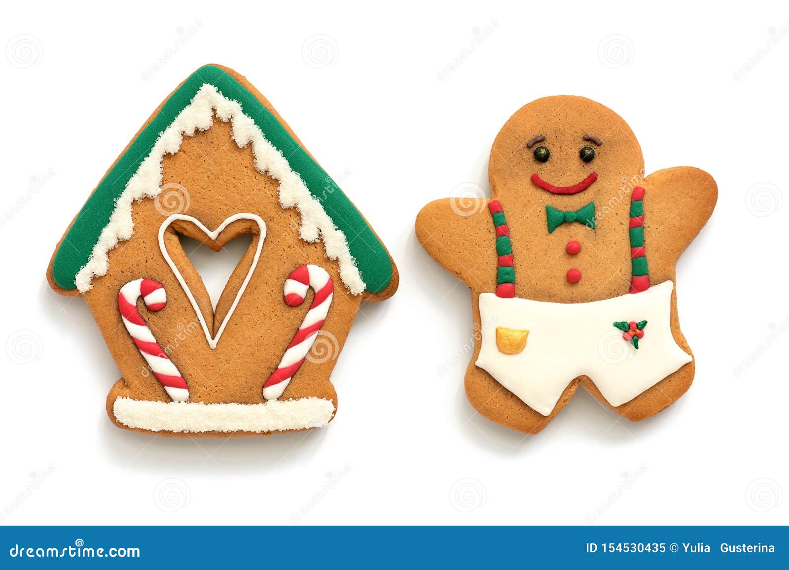 Gingerbread House and Man on a White Background. Christmas Baking, Top ...