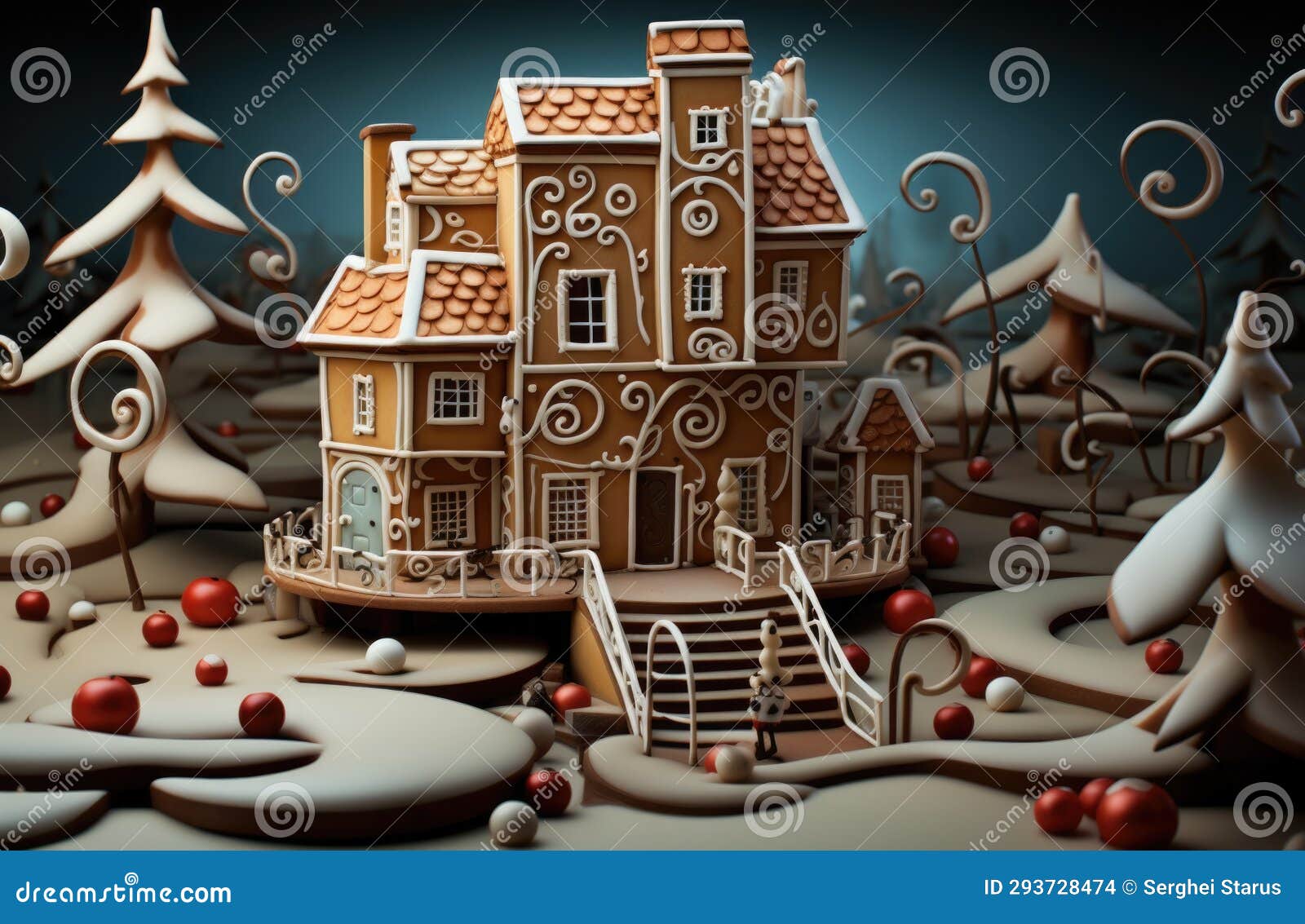 A Gingerbread House in the Middle of a Forest, AI Stock Illustration ...