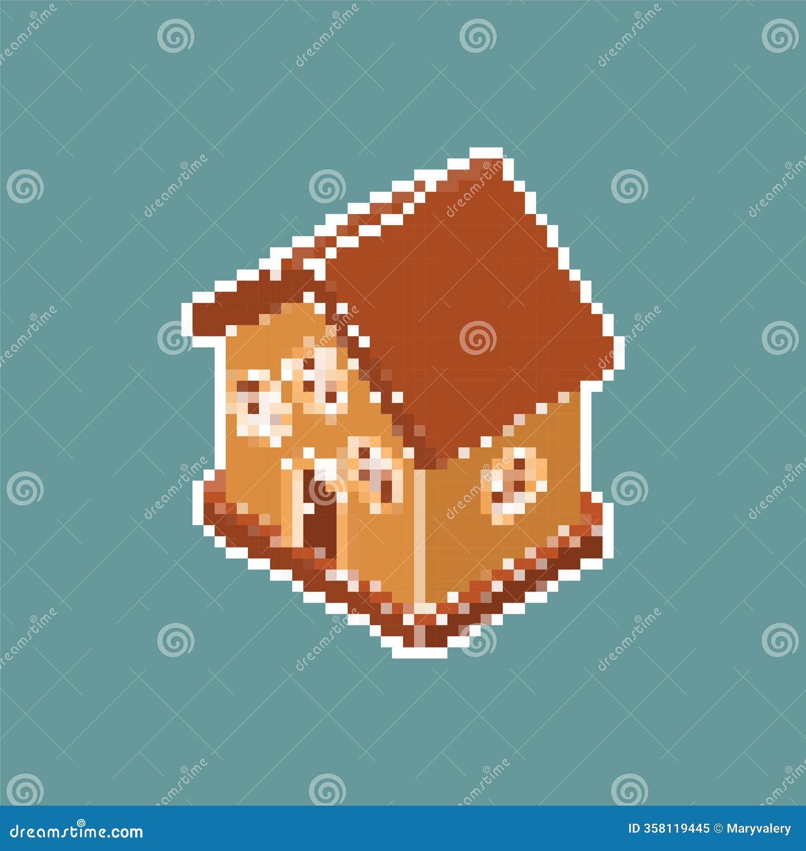 Gingerbread House Pixel Art. 8 Bit Cookie House Stock Vector ...