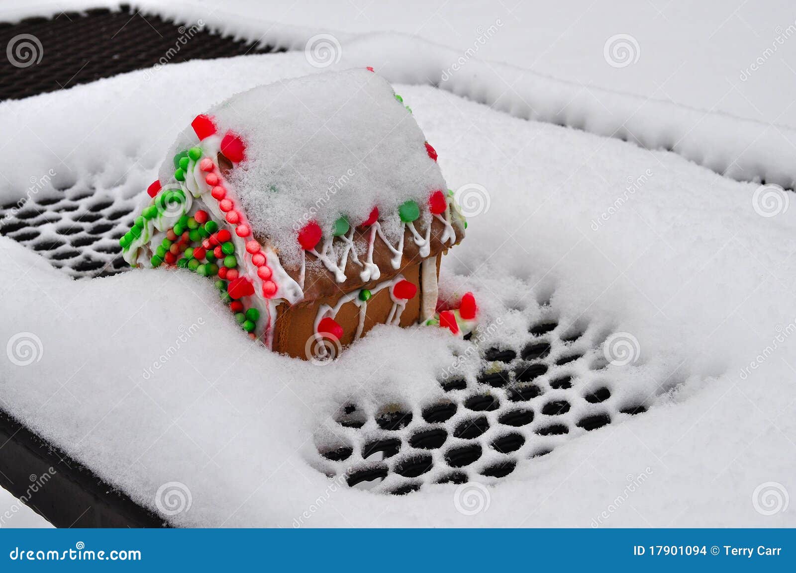 Gingerbread house in snow stock photo. Image of christmas - 17901094