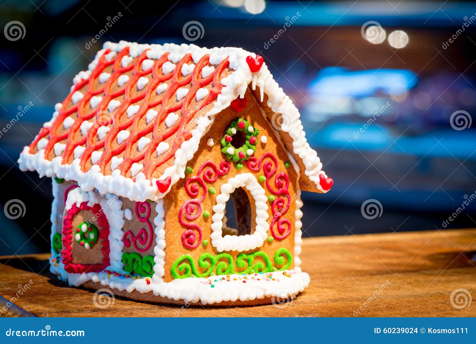 Gingerbread House Stands on a Table Stock Photo - Image of buildings ...