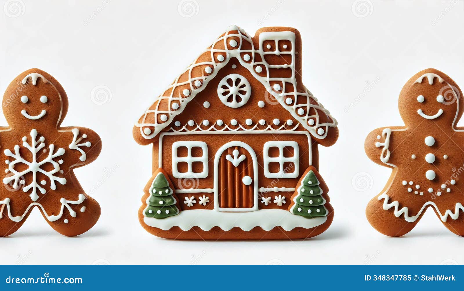 Gingerbread House with Two Gingerbread Men Stock Illustration ...
