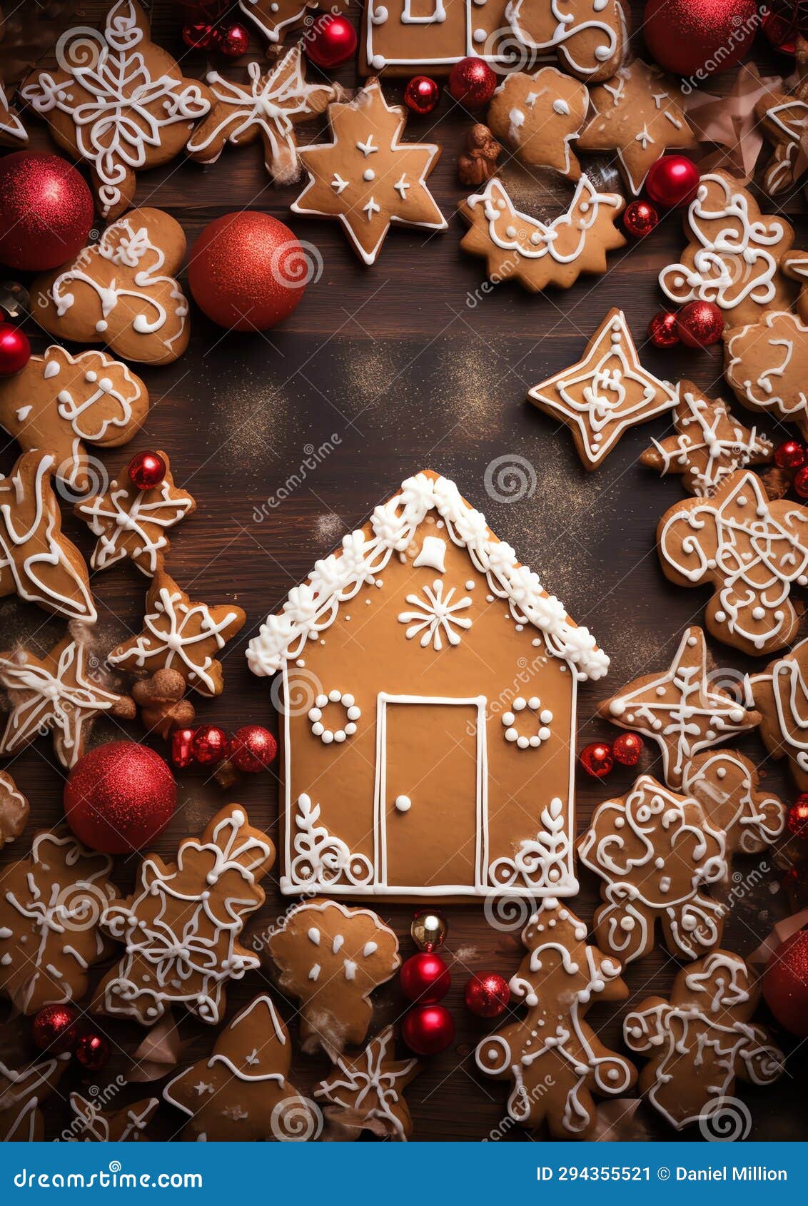 Gingerbread House Watercolor Winter Border Stock Illustration ...