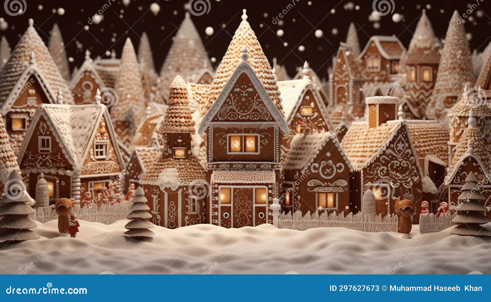 Gingerbread Houses in a Display of Nordic Tradition Stock Illustration ...