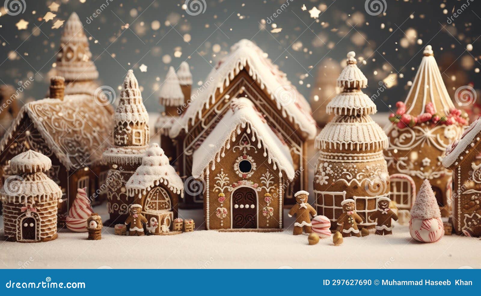 Gingerbread Houses in a Display of Nordic Tradition Stock Illustration ...