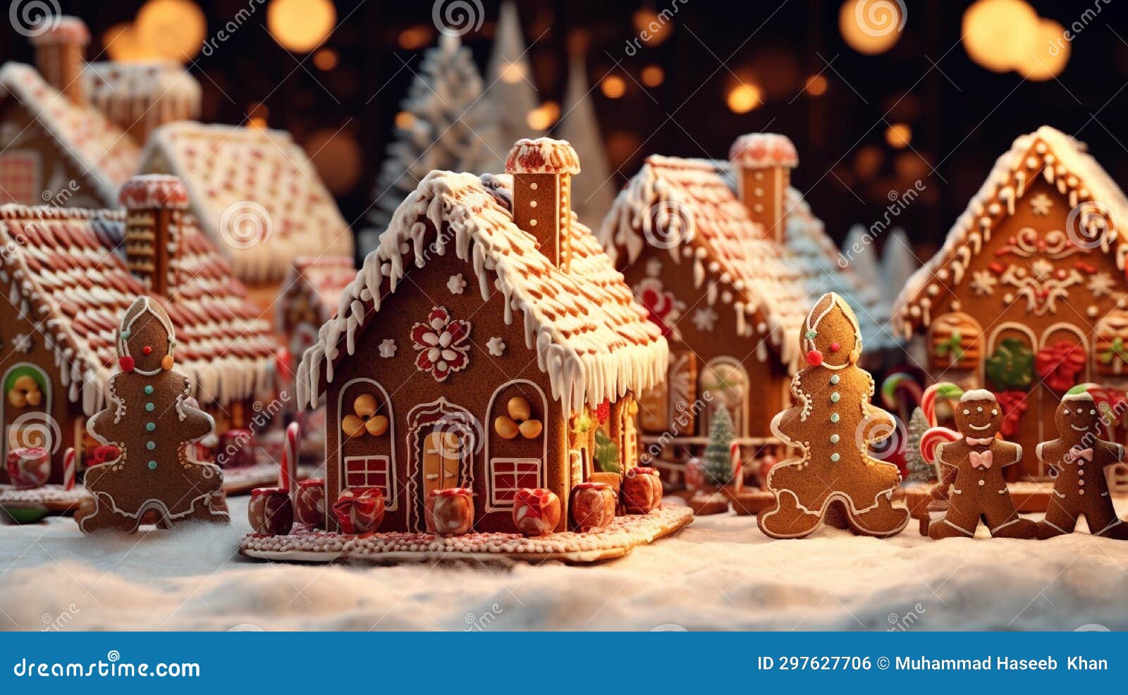 Gingerbread Houses in a Display of Nordic Tradition Stock Illustration ...