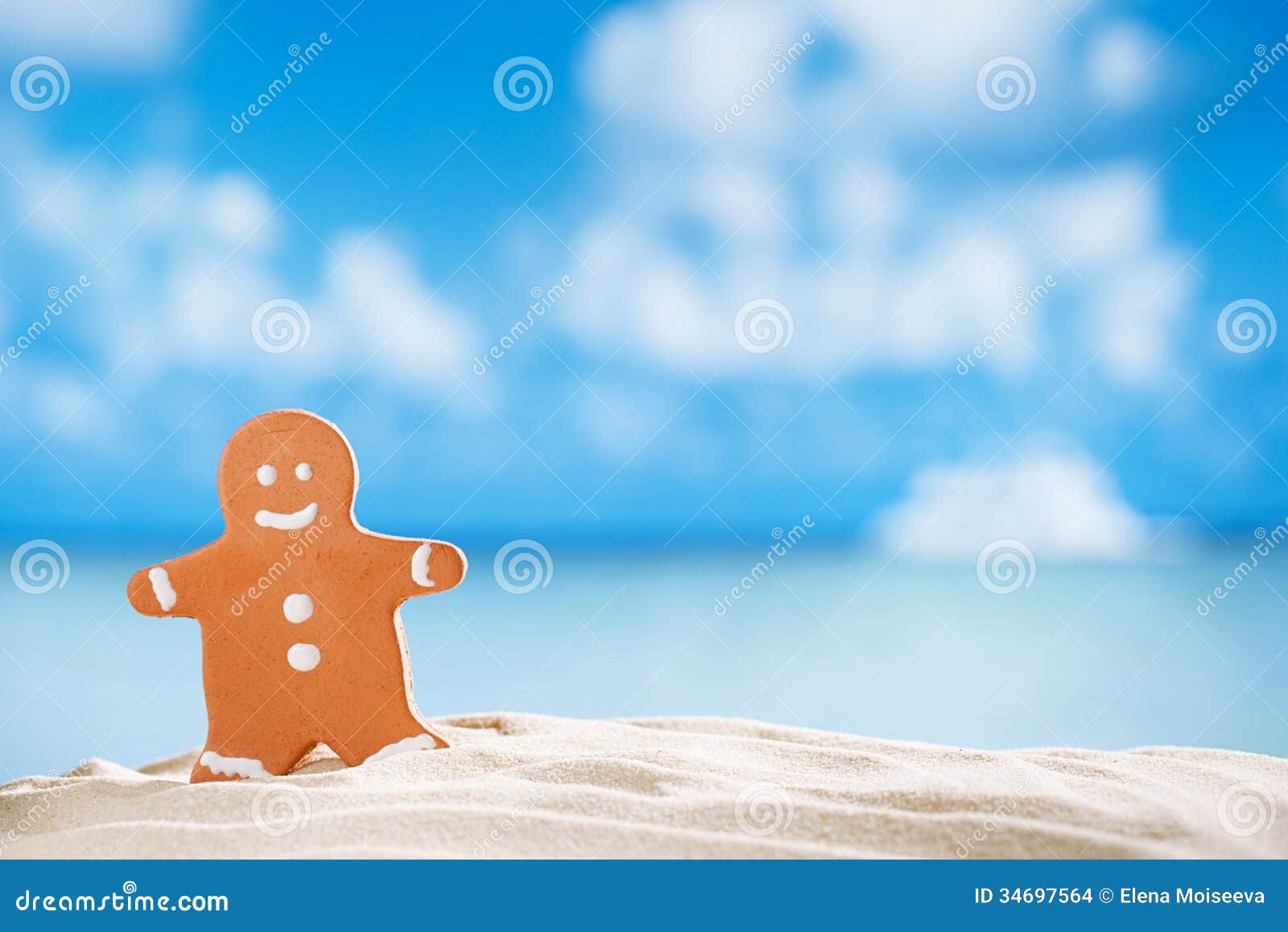 Gingerbread Man on Beach with Seascape Background Stock Photo - Image ...