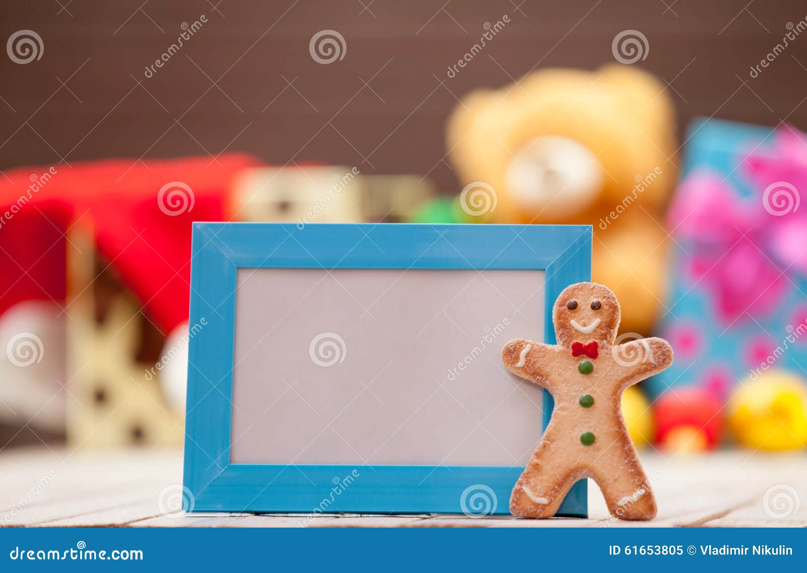 Gingerbread Man with Blue Frame Stock Image - Image of holidays ...