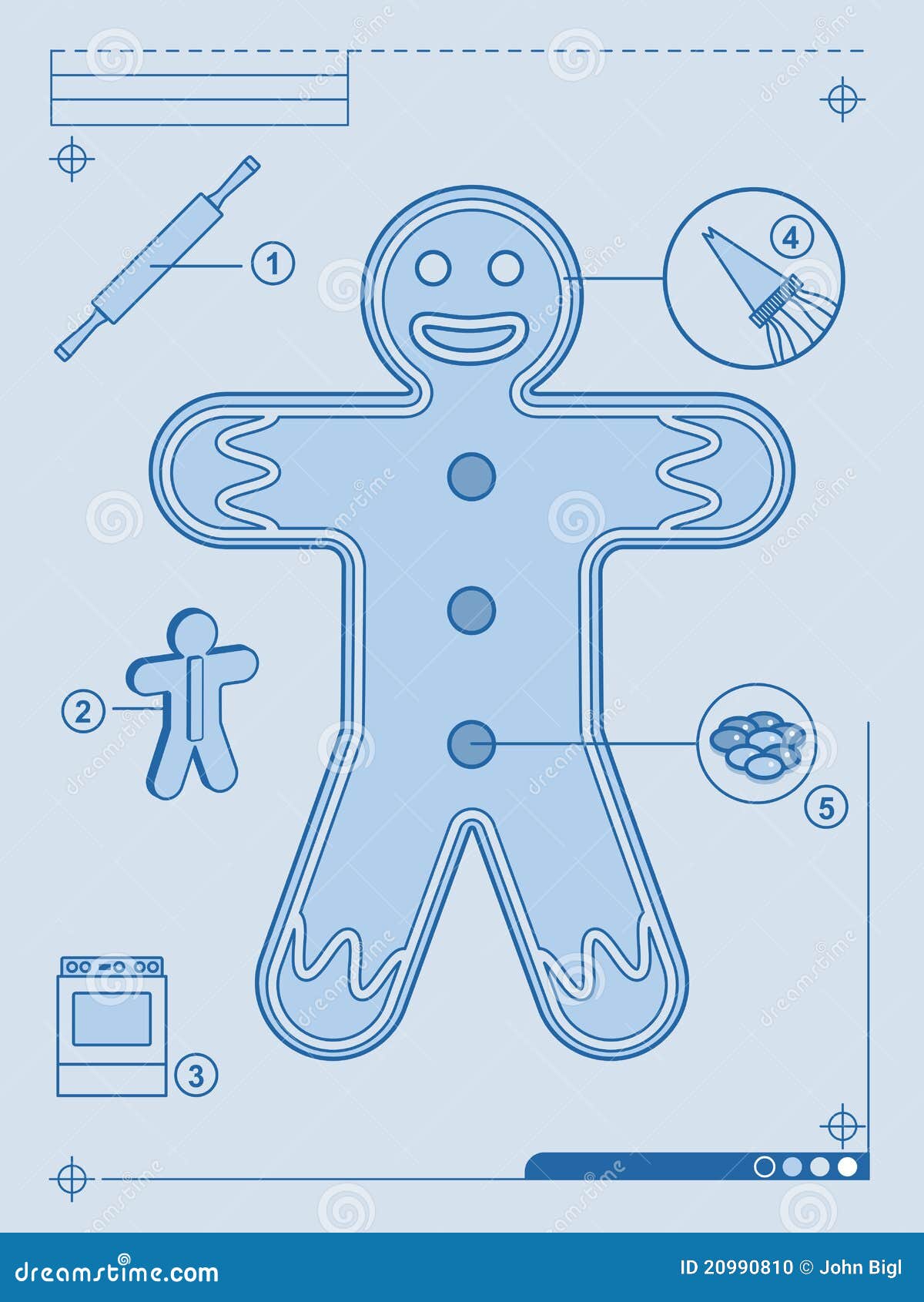 Gingerbread man blueprint stock vector. Illustration of blue - 20990810