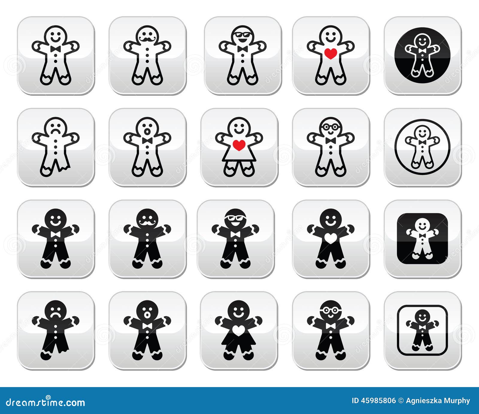 Gingerbread Man Christmas Buttons Set Stock Vector - Illustration of ...