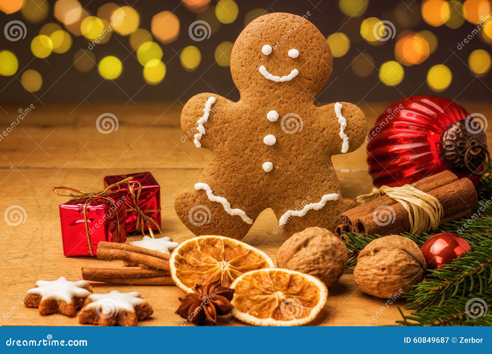 Gingerbread Man with Christmas Decorations Stock Image - Image of icing ...