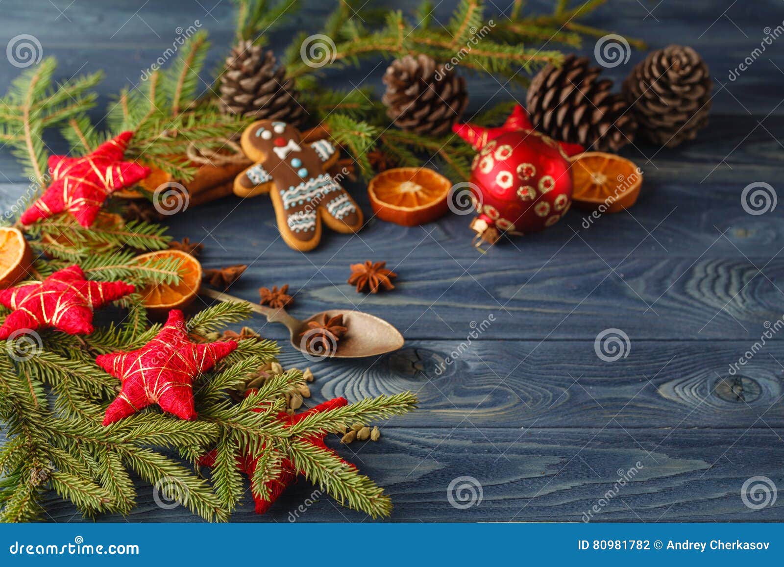 Gingerbread Man with Christmas Decorations Stock Photo - Image of nuts ...
