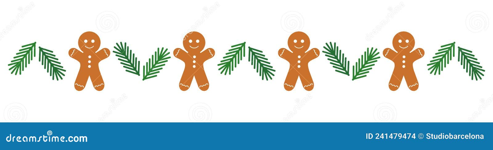Gingerbread Man Christmas Decorative Border Stock Vector - Illustration ...