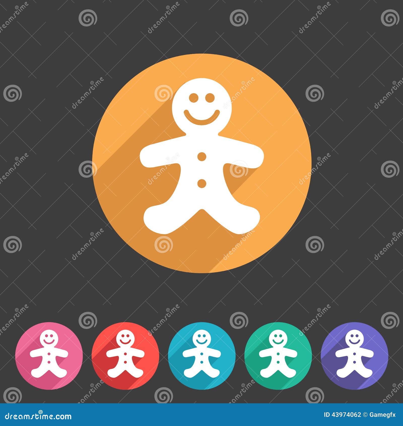 Gingerbread Man Christmas Flat Icon Stock Vector - Illustration of ...