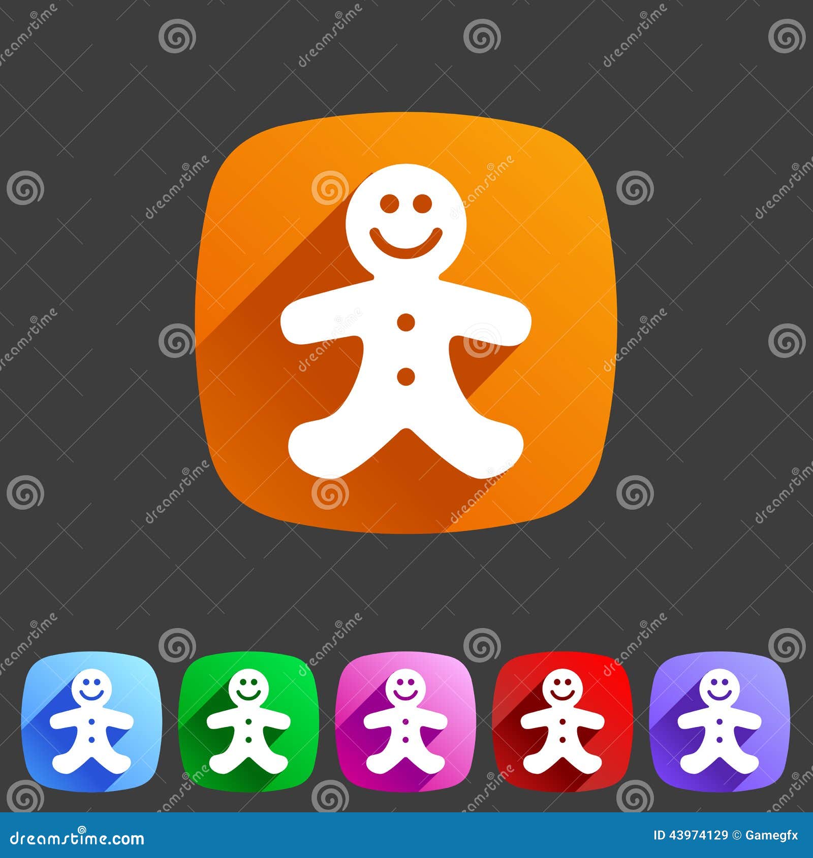 Gingerbread Man Christmas Flat Icon Stock Vector - Illustration of ...