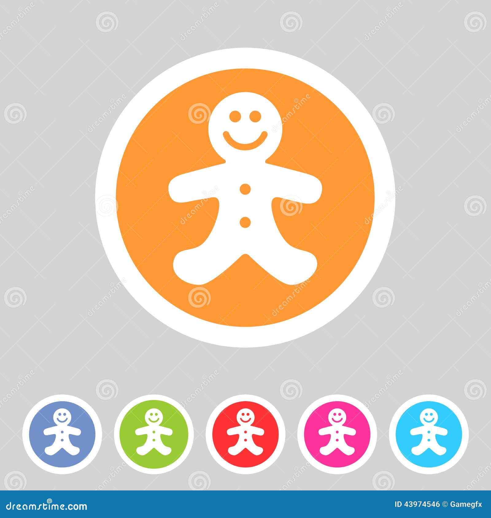 Gingerbread Man Christmas Flat Icon Stock Vector - Illustration of ...