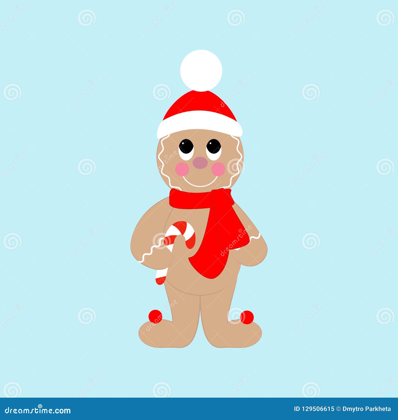 Gingerbread Man With Christmas T Vector Illustration Stock Vector