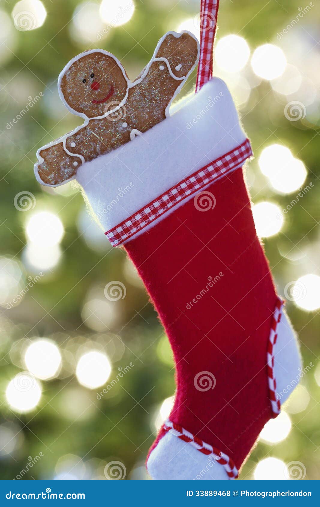 Gingerbread Man in Christmas Stocking Stock Photo - Image of ...