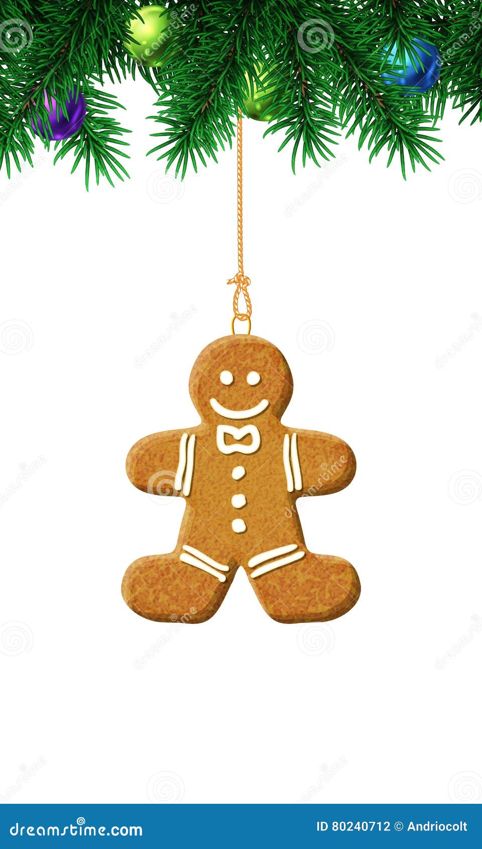Gingerbread Man on Christmas Tree Stock Vector - Illustration of event ...