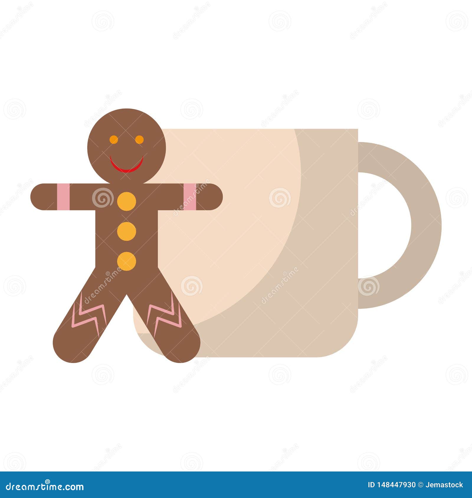 Gingerbread Man and Coffee Cup Cartoon Stock Vector - Illustration of ...