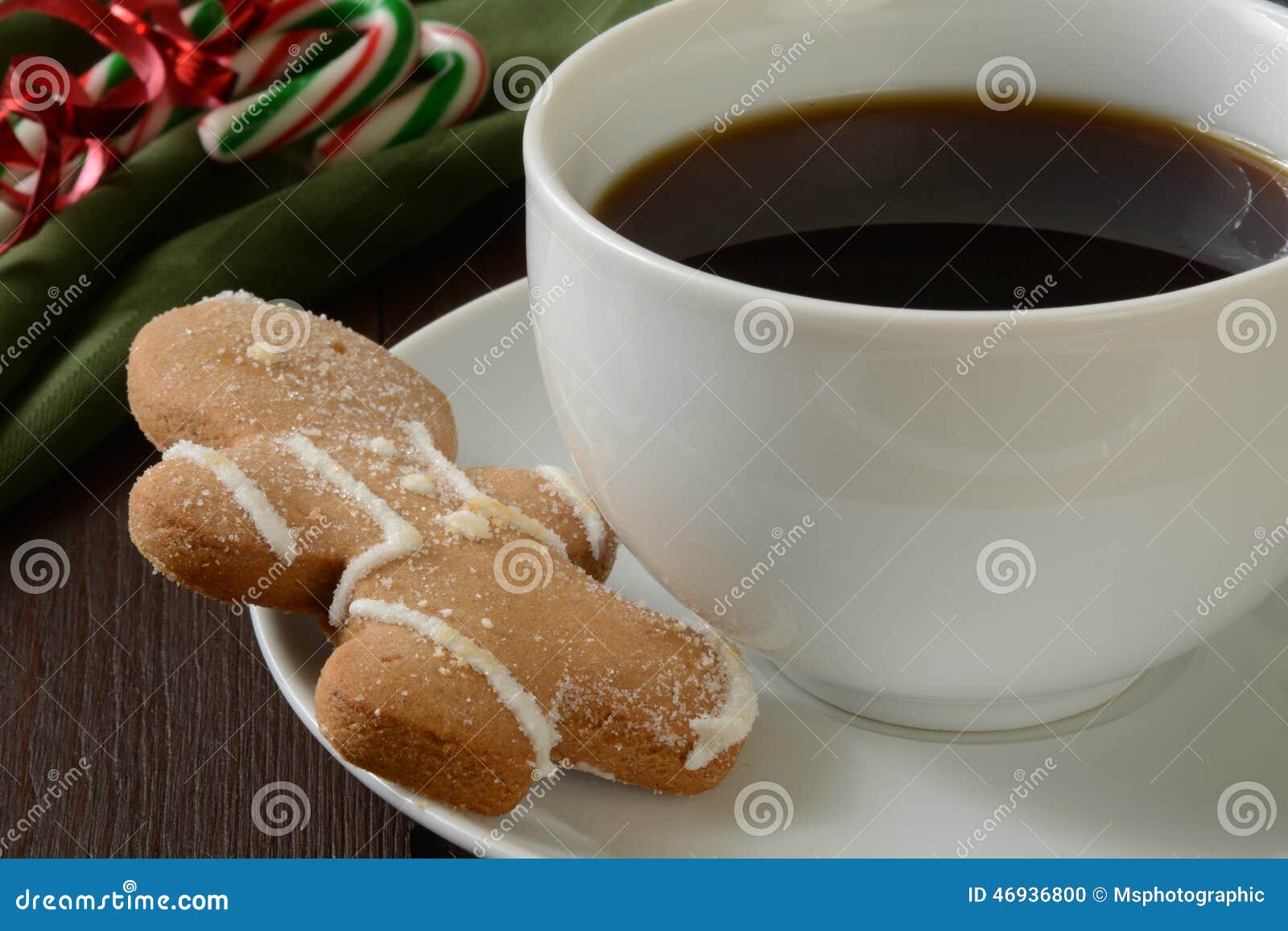 Gingerbread Man Cookie and Coffee Stock Photo - Image of white, holiday ...