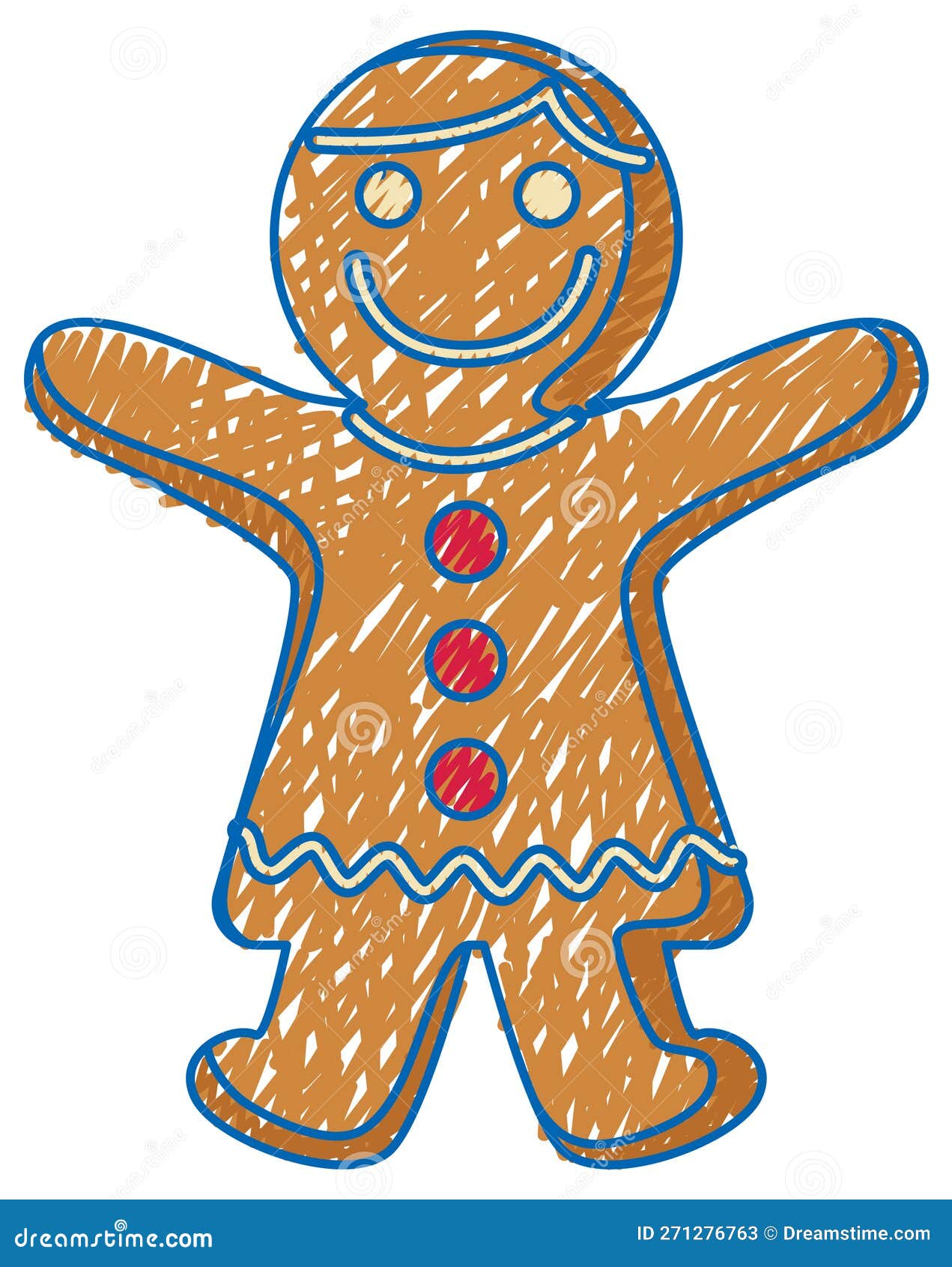Gingerbread Man Cookie Pencil Colour Child Scribble Style Stock ...