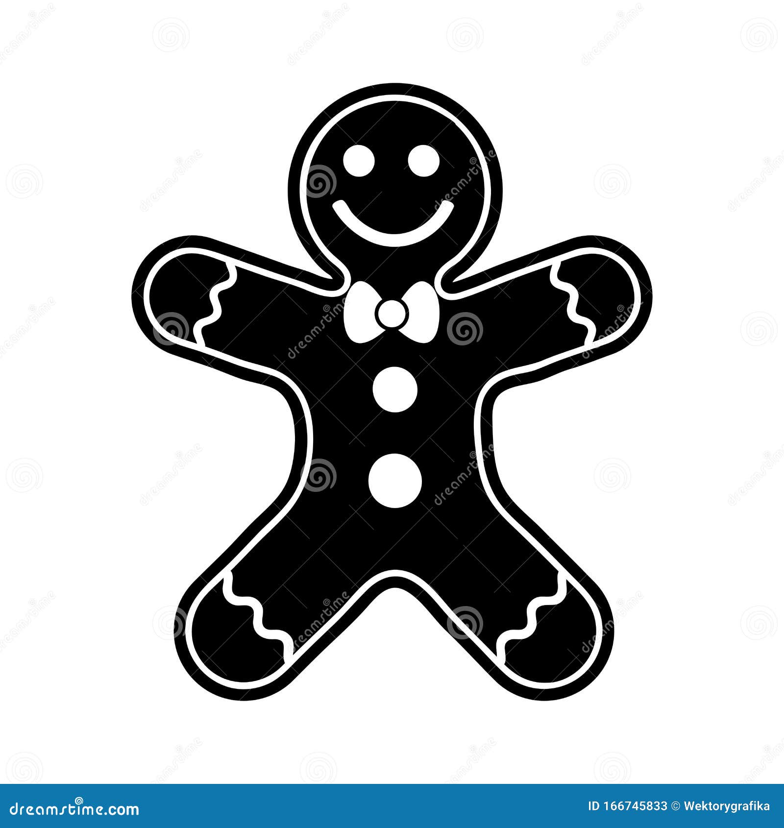 Gingerbread Man Cookie Silhouette Black Icon Vector Flat Sign