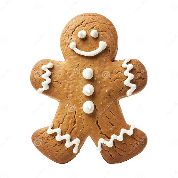 Gingerbread Man Cookie with White Icing and a Smile Stock Illustration ...
