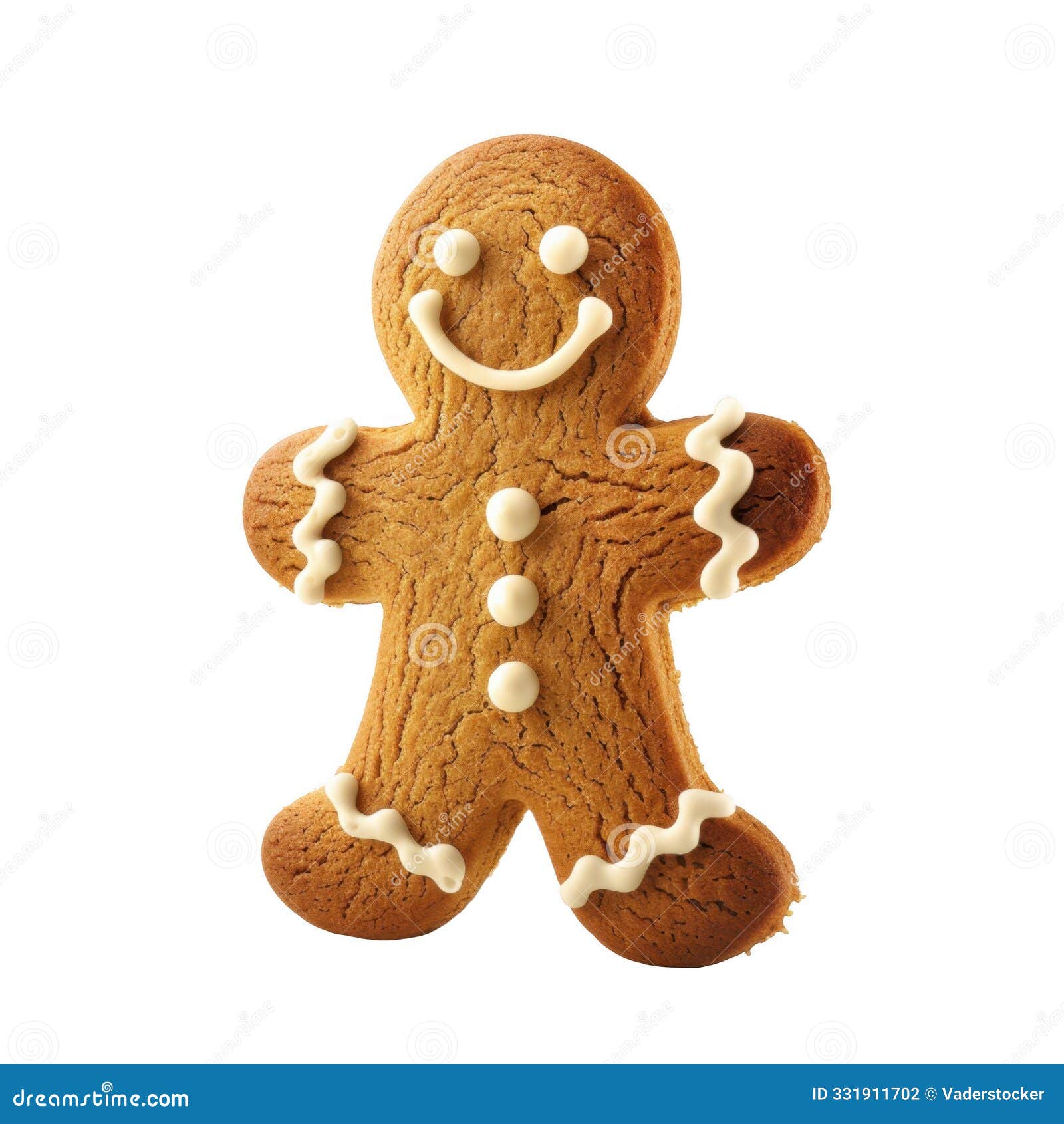 Gingerbread Man Cookie with White Icing and Smiley Face Stock ...