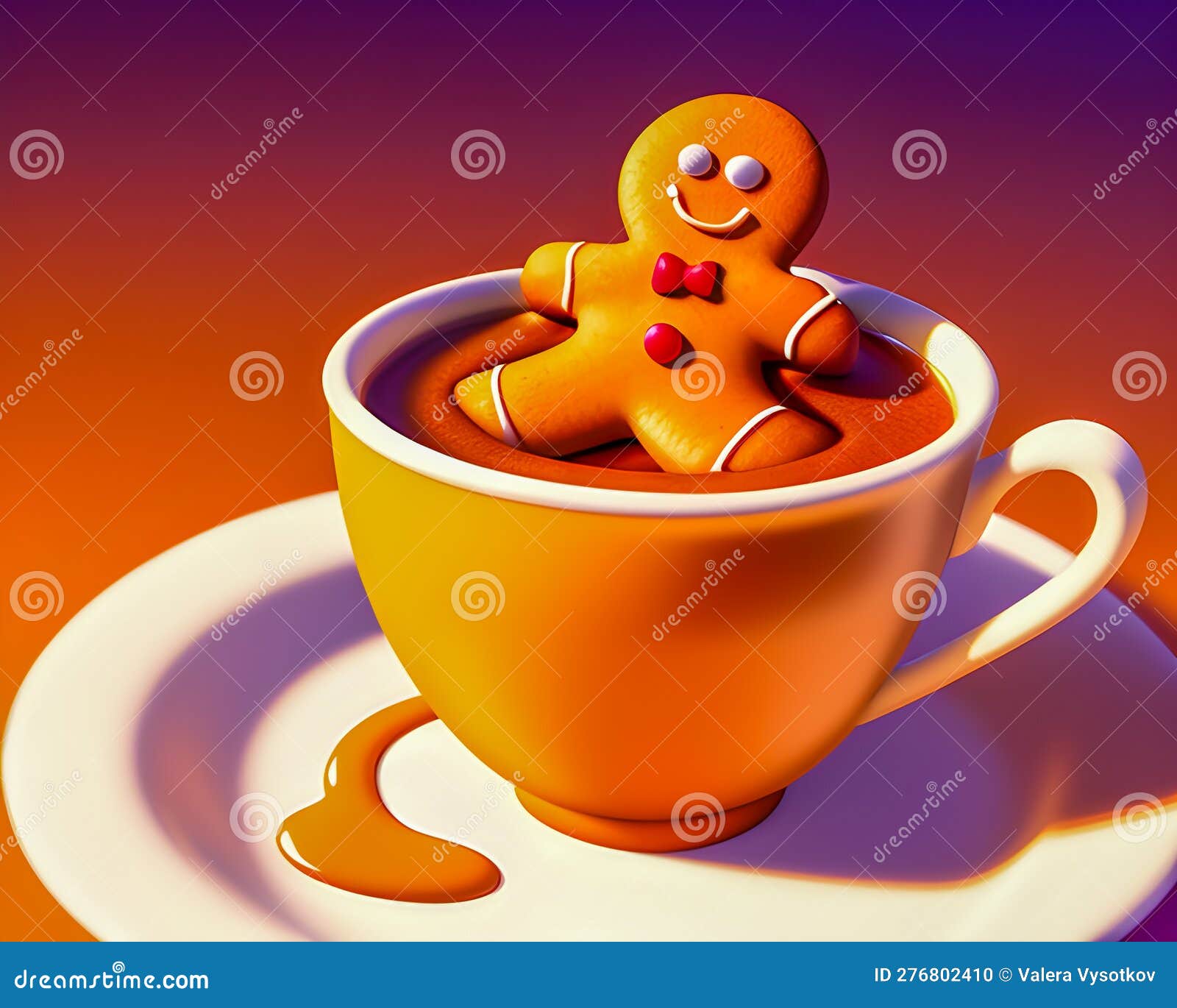 Gingerbread Man in a Cup of Coffee Stock Illustration - Illustration of ...