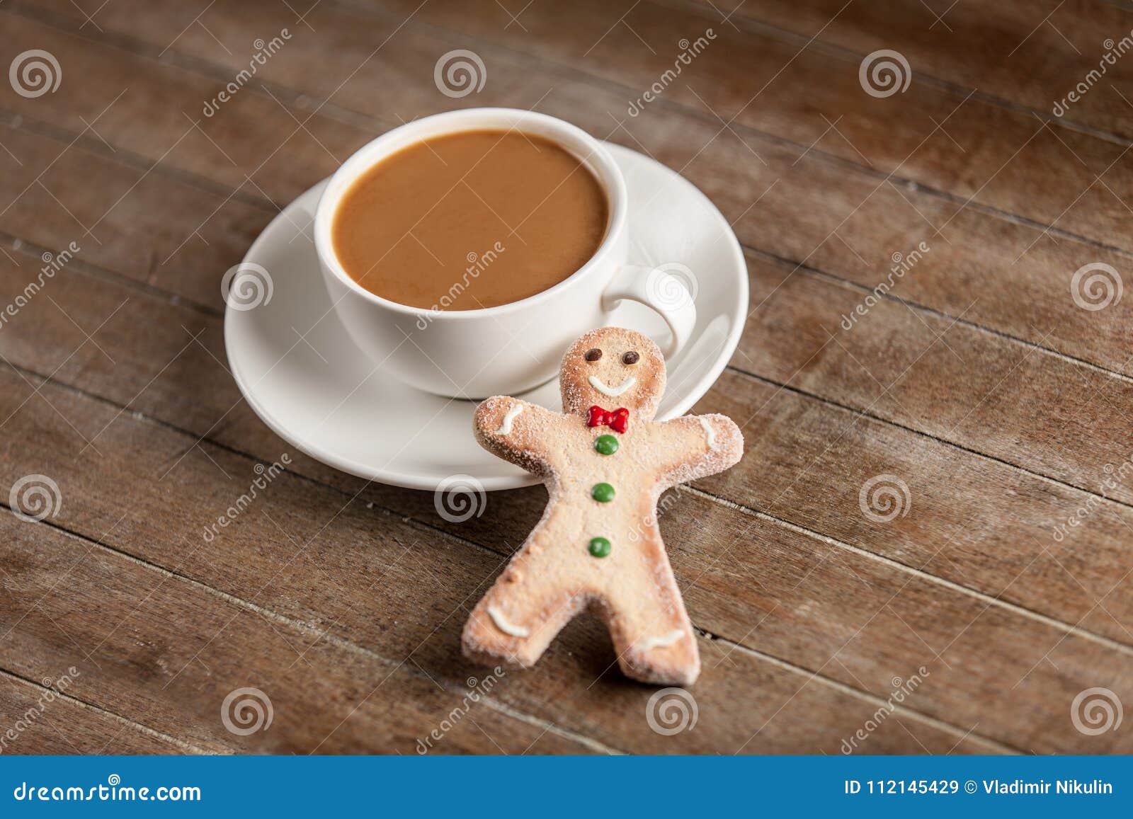Gingerbread Man and Cup of Coffee Stock Image - Image of happy, face ...
