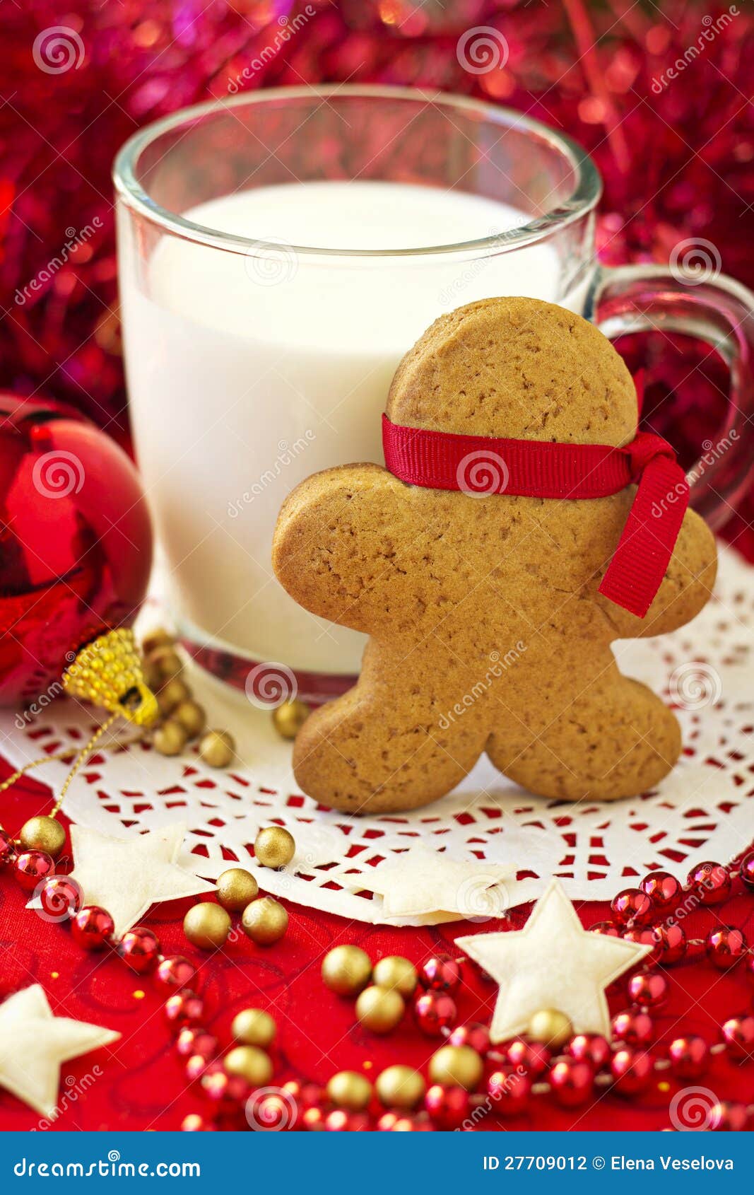 Gingerbread Man with a Cup of Milk Stock Photo - Image of decor ...
