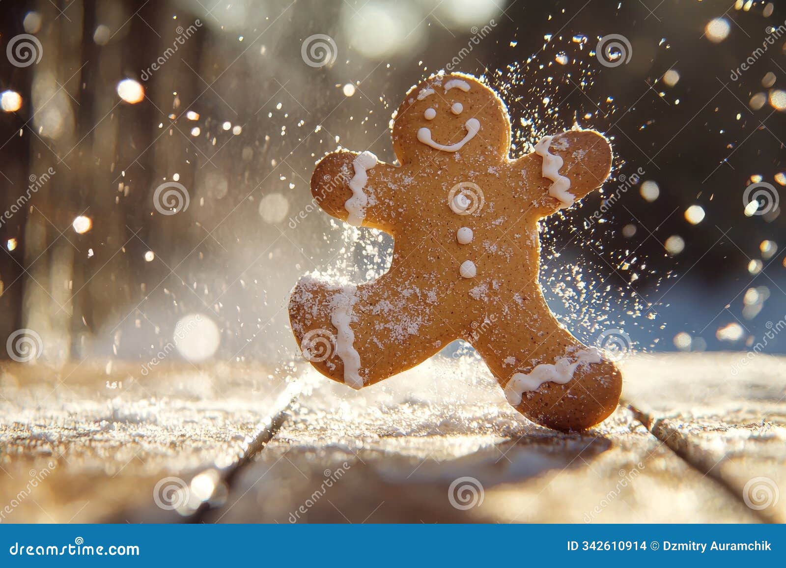A Gingerbread Man Dances on the Kitchen Table. Stock Photo - Image of ...