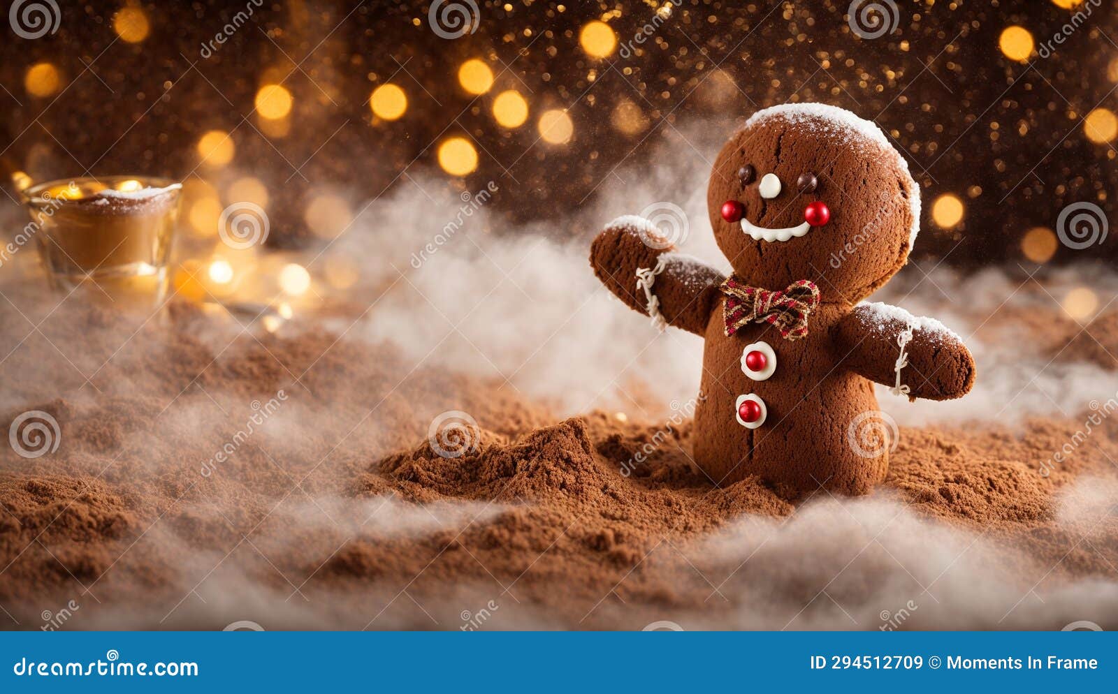 Gingerbread Man Dancing in Cocoa Powder Stock Illustration ...