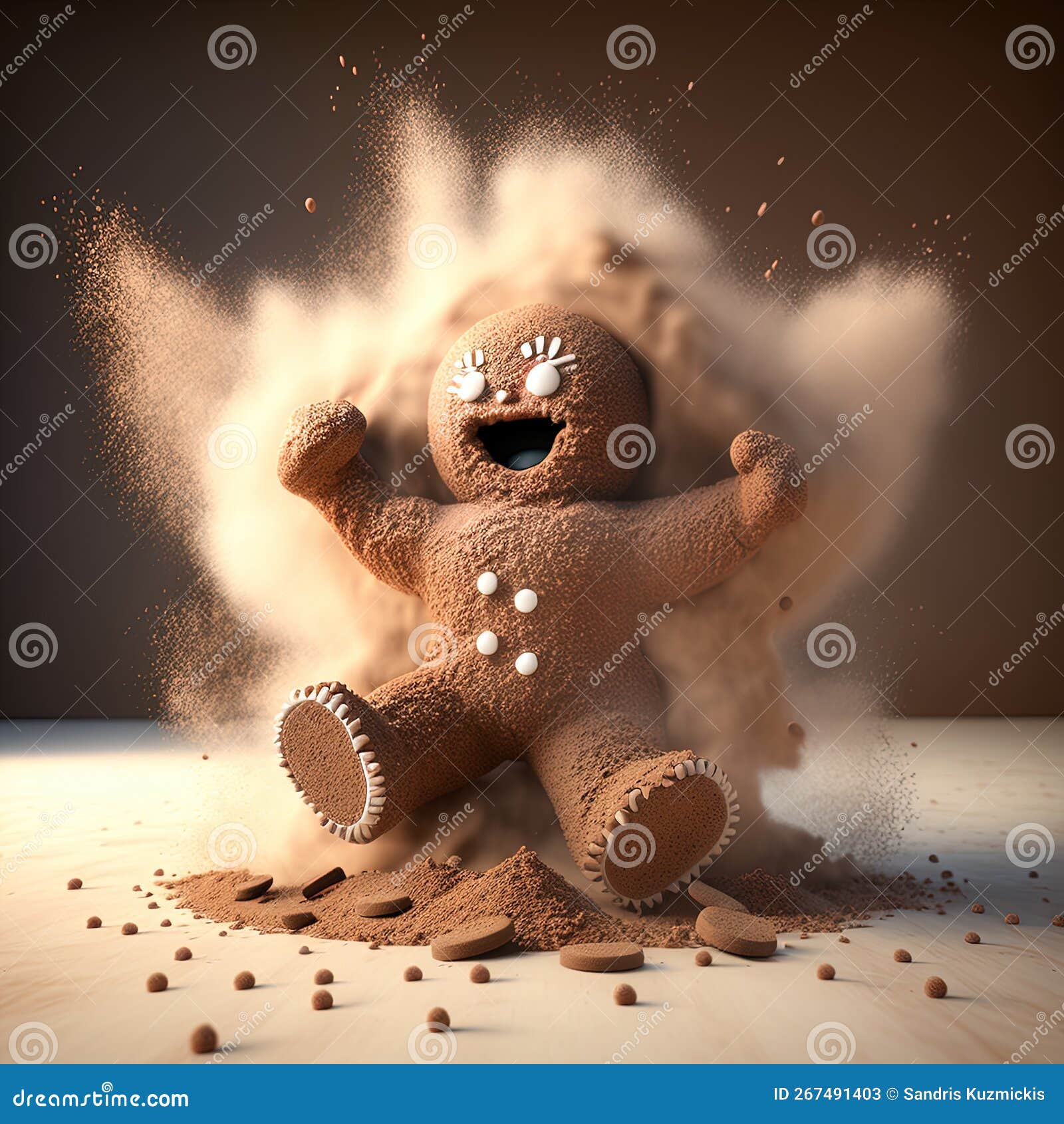 Gingerbread Man Dancing in Cocoa Powder. Generative AI Stock ...