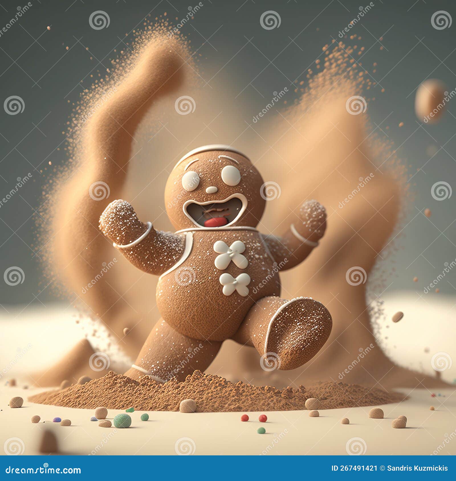 Gingerbread Man Dancing in Cocoa Powder. Generative AI Stock ...