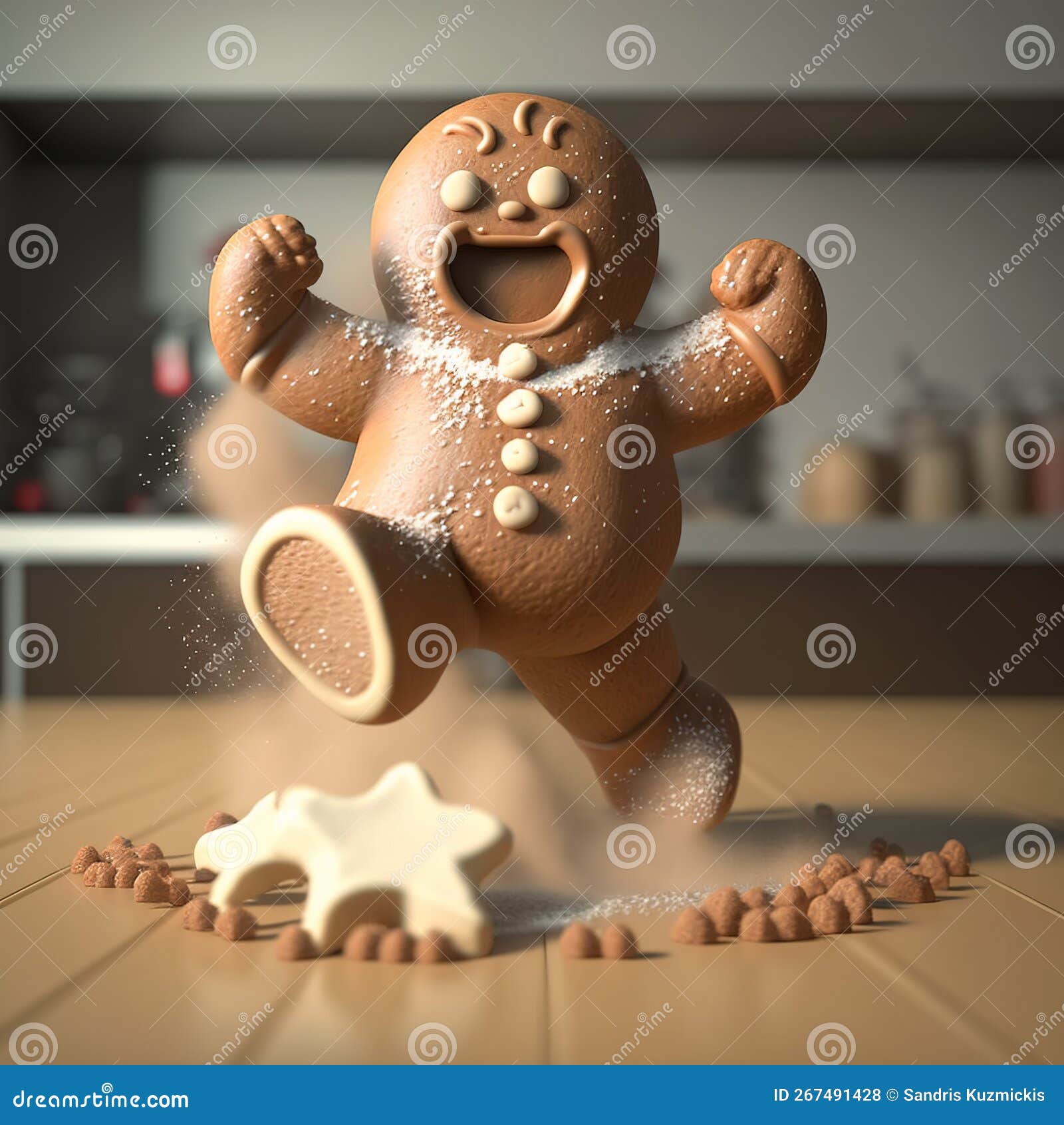 Gingerbread Man Dancing in Cocoa Powder. Generative AI Stock ...