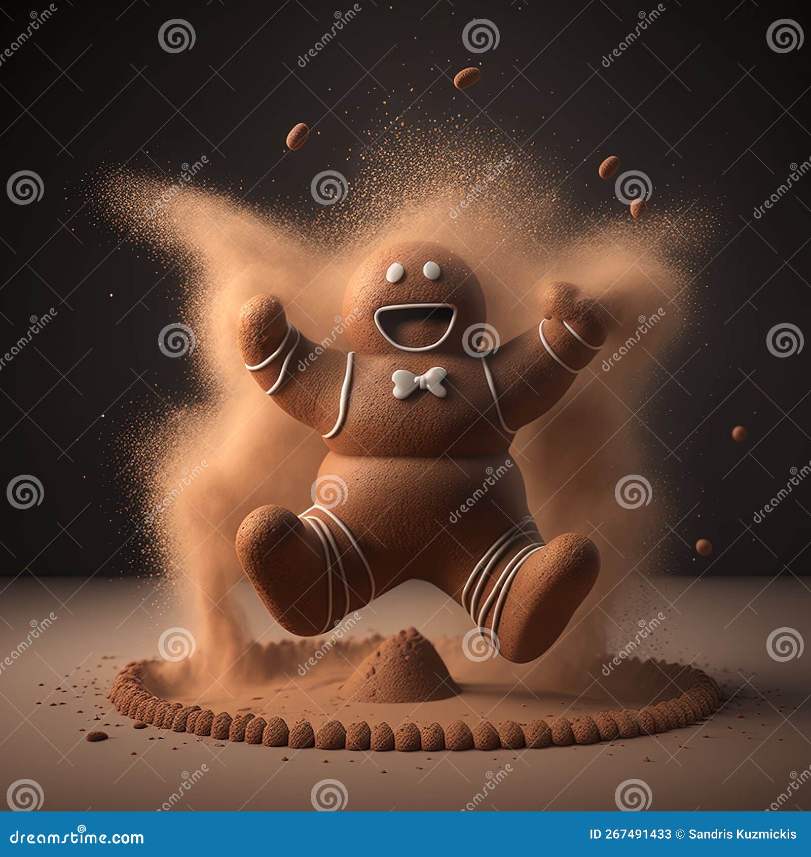 Gingerbread Man Dancing in Cocoa Powder. Generative AI Stock ...