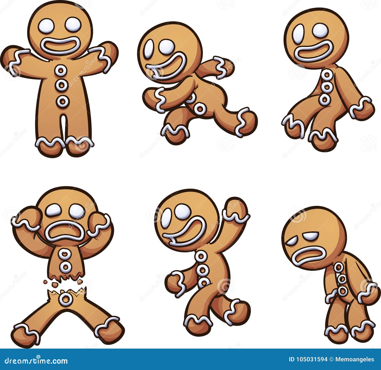 Gingerbread Man In Different Poses Stock Vector Illustration Of