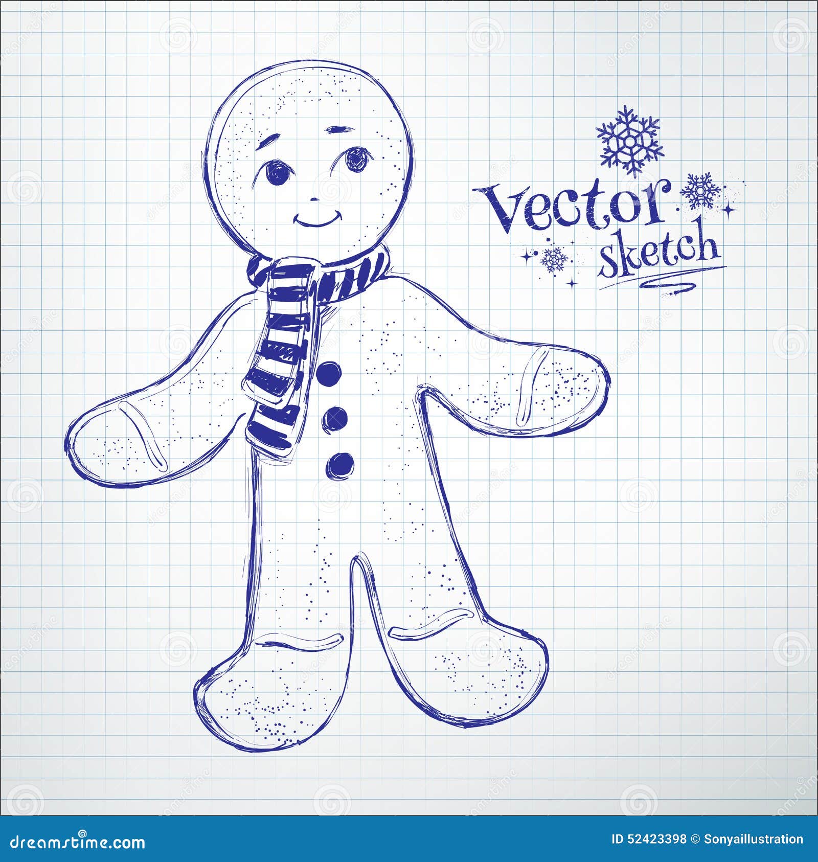 Gingerbread man stock vector. Illustration of notes, doodle - 52423398