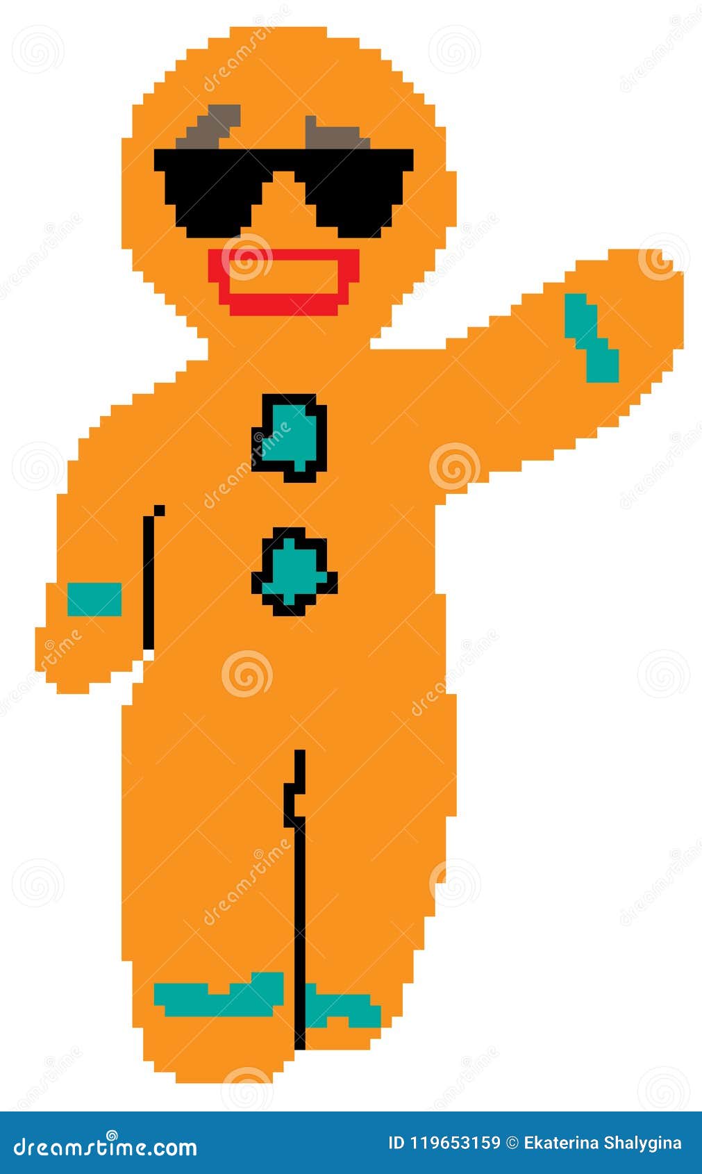 Gingerbread Man Drawn in Pixels Stock Illustration - Illustration of ...